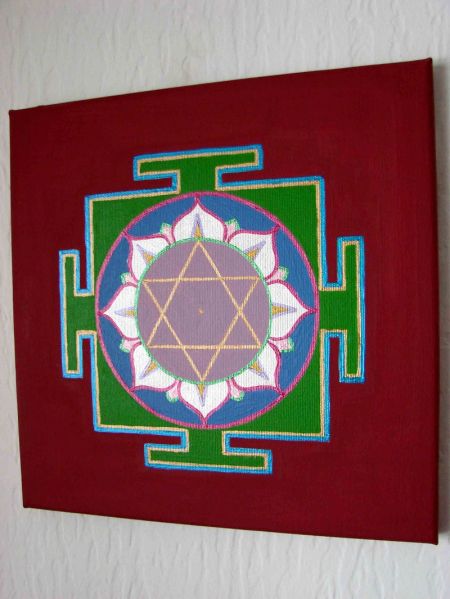 Saraswati Yantra with Frankincense Oil, Maroon Background - Yantras ...